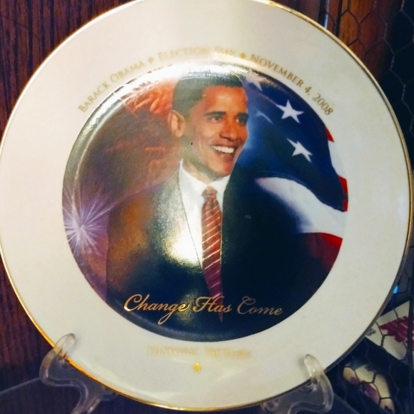 Accents | Barack Obama Historic Victory Collectible Plate 22k Gold Rim ...